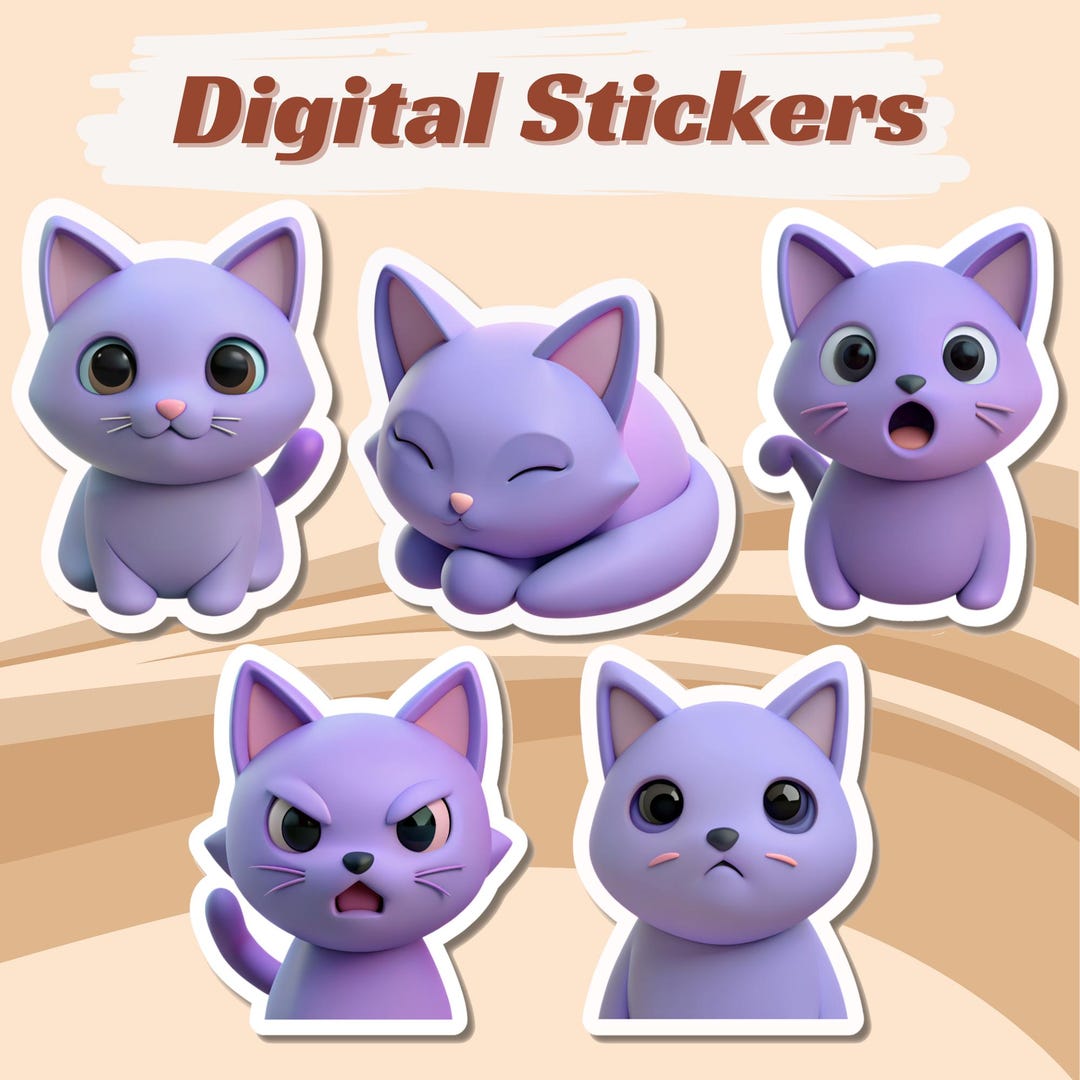 Kitten Stickers Discord Telegram Cat Portrait Funny Pet Emotes Anime ...