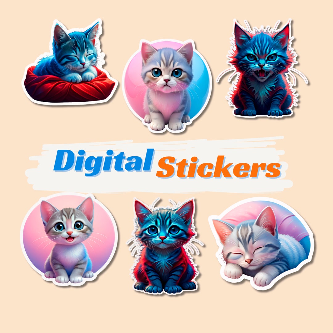 Kitten Stickers for Discord and Telegram Cat Portrait Funny Pet Emotes ...