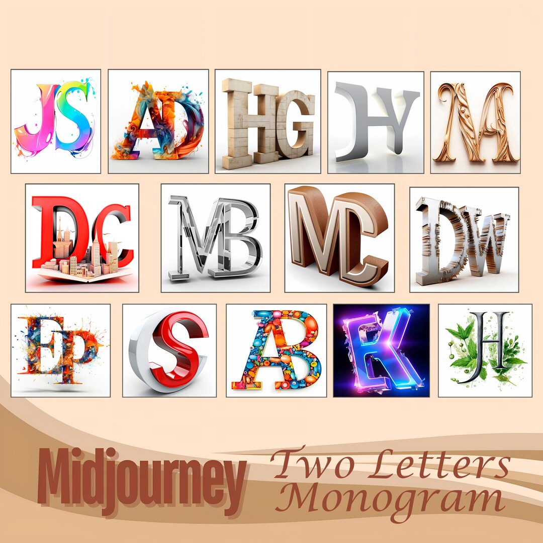 Midjourney Alphabet Monogram With Prompts Clipart Two Letters Vector ...