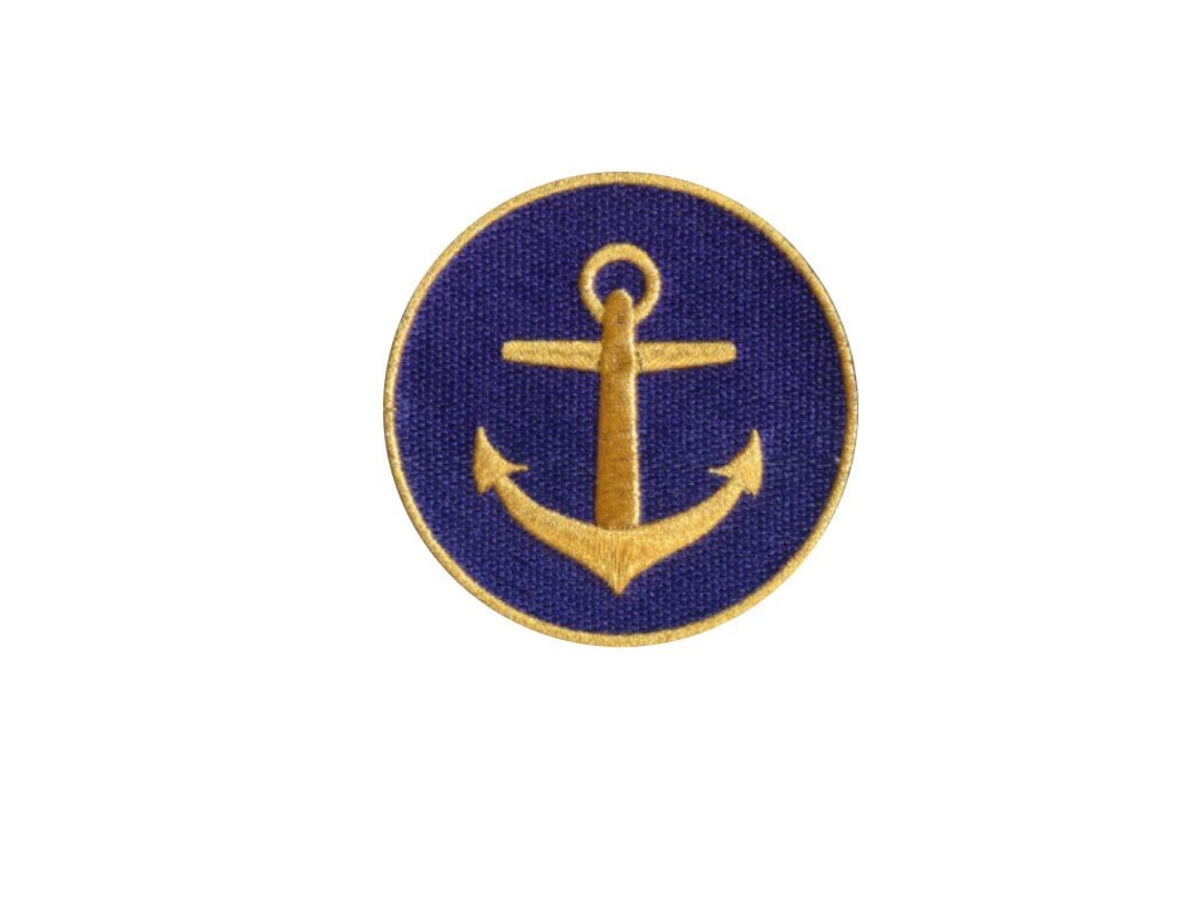 Anchor Gold - Iron on Patch Embroidered Applique Motif - Etsy