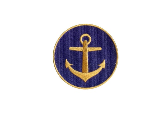 Anchor Gold Iron on Patch Embroidered Applique Motif - Etsy