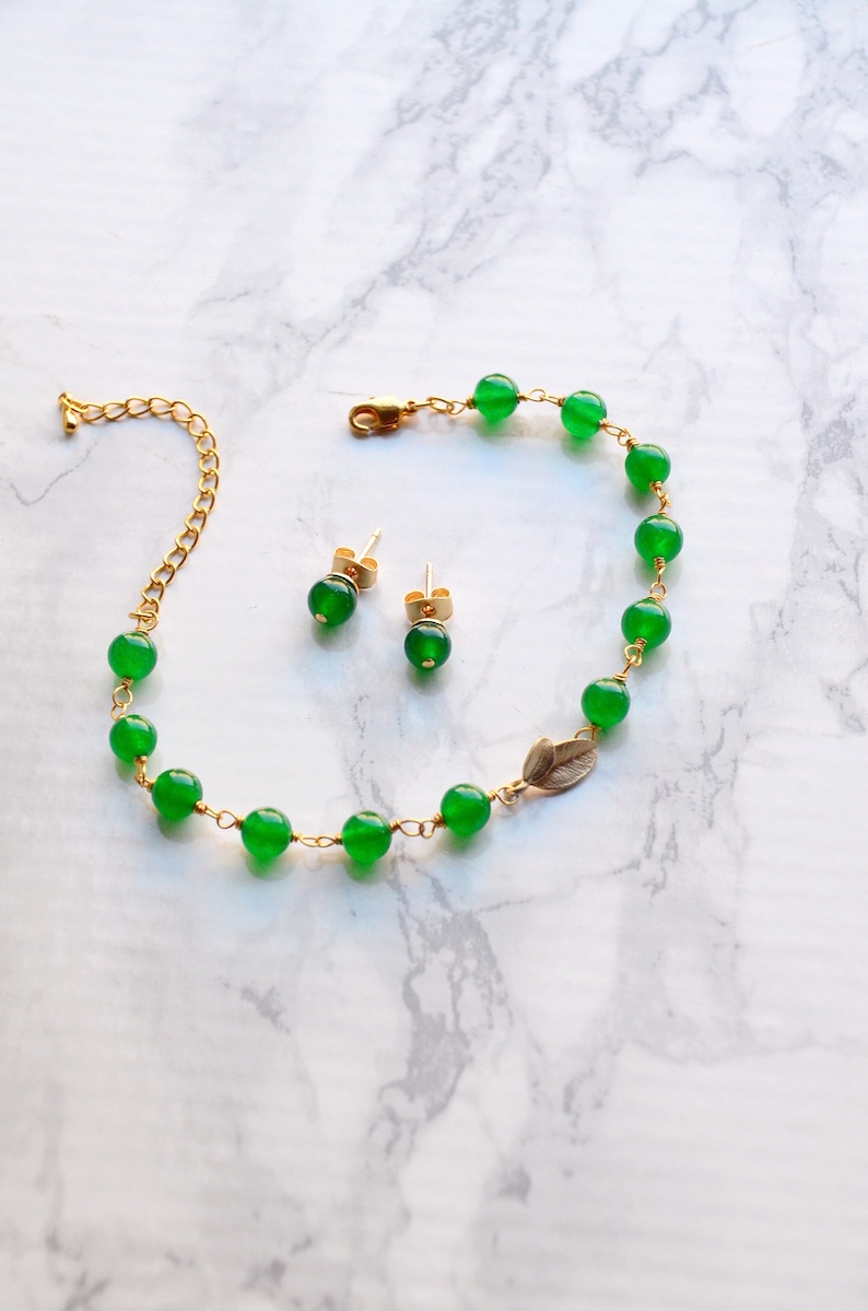 Green Jewelry, Gemstone Jewelry, Jewelry Set With Gems Studs and a ...