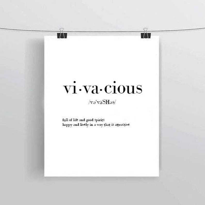 Vivacious Wall Art Vivacious Print Definition Print | Etsy