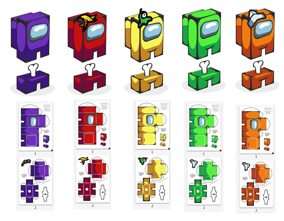 DIY Among Us Party Paper Box Fanart Favor Box Vector PDF | Etsy