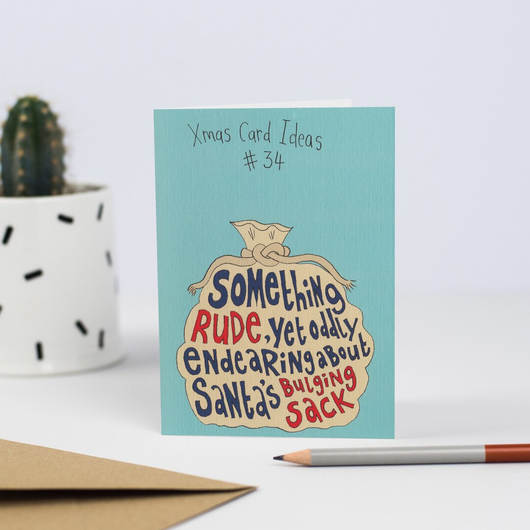 Santa's Bulging Sack Funny Christmas Greeting Card Santa's Sack, Funny ...