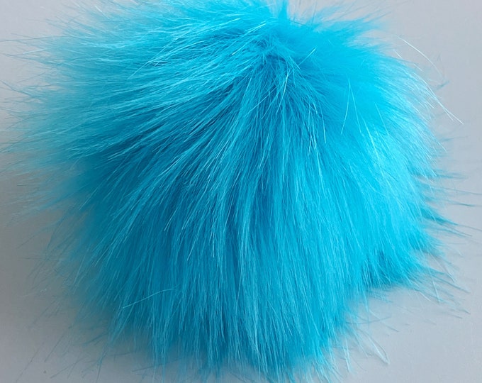 FAUX FUR POM Ocean Luxury Faux Fur Pom Pom Blue Fake Fur Pom for Hats ...