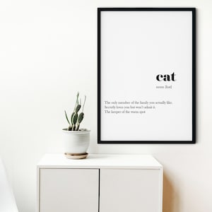 Framed Cat Definition Print, Cat Quote Gift, Word Definition Wall Art ...