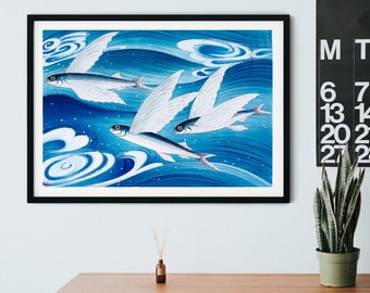 Flying Fish Print | Etsy