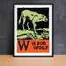 Framed Wolf Print, W is for Wolf Alphabet Print, Letter W Print, ABC ...