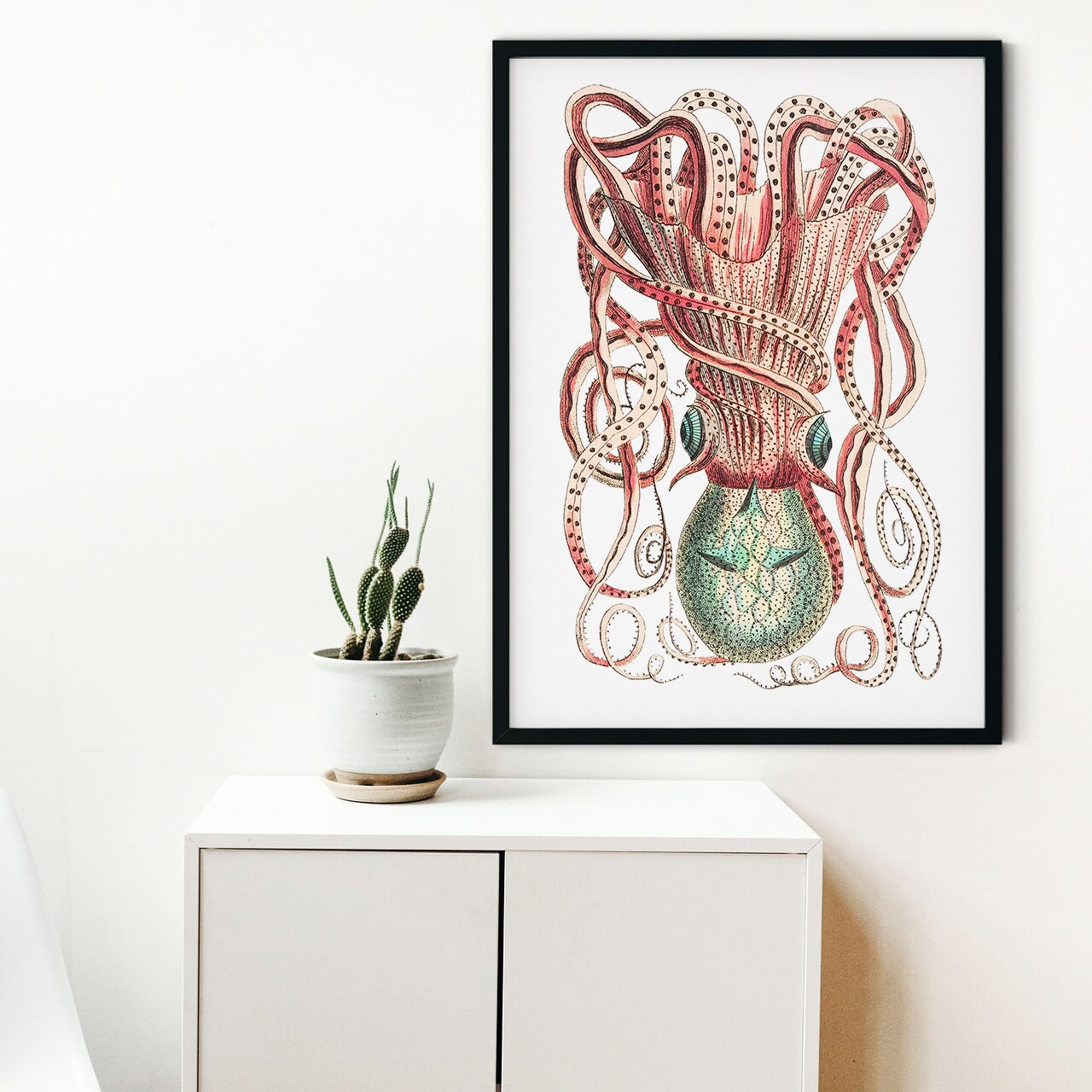 Framed Print, Vintage Cuttlefish Print, Scientific Biology Nautical ...