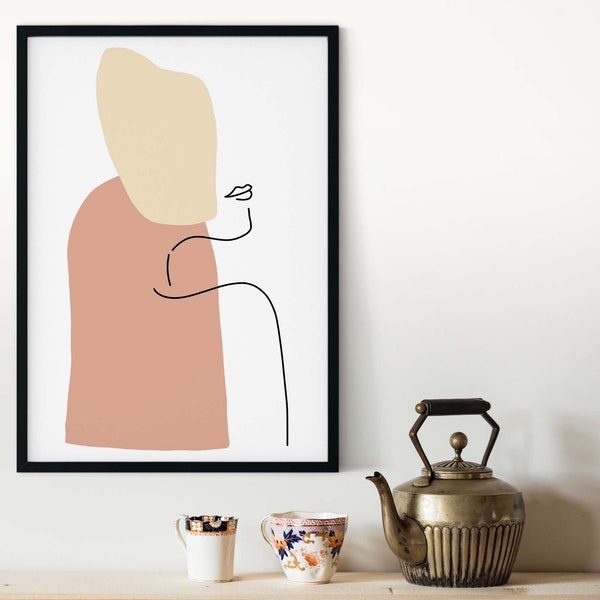 Pink Yellow Abstract Line Drawing - Etsy