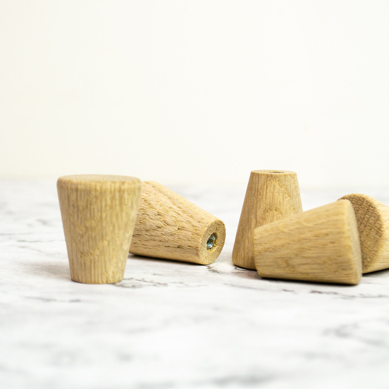 Small Flared Oak Wood Knob, Minimalist Handle Modern Cabinet Pulls ...