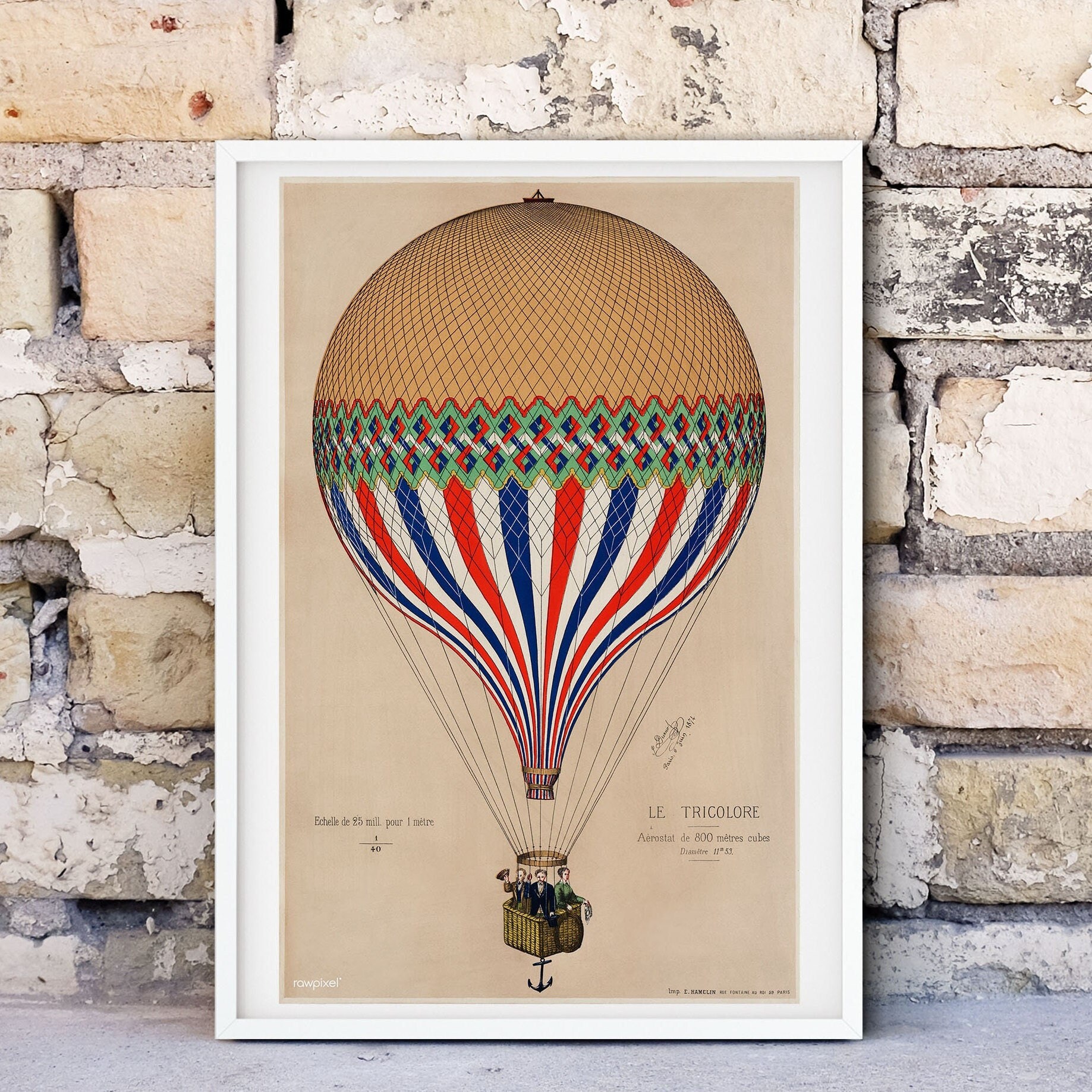 Framed Print Hot Air Balloon Art Poster Vintage Balloon Art Etsy