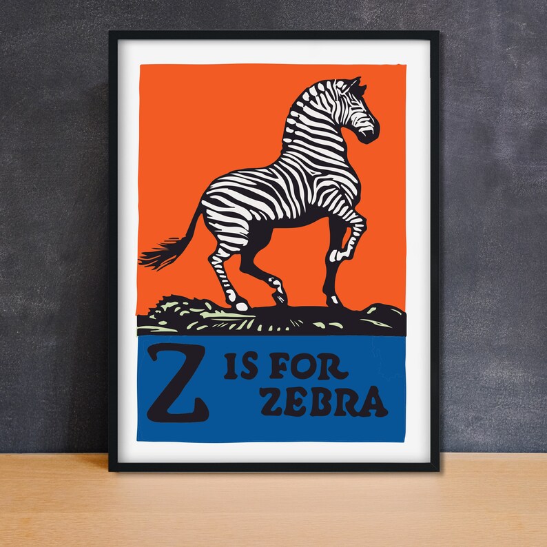 Framed Zebra Print, Z is for Zebra Alphabet Poster, Letter Z Sign ...