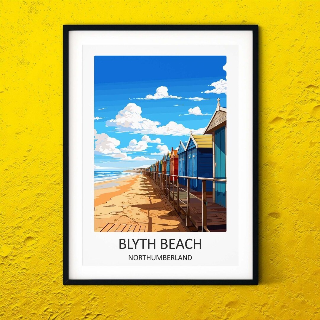 Blyth Beach Huts Art Travel Posters UK Northumberland Prints Landscape ...