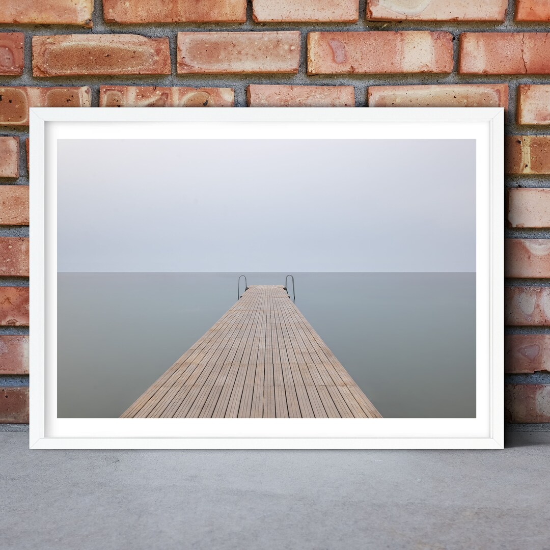 Framed Jetty Print, Pier Wall Art Abstract Landscape Print, Minimalist ...