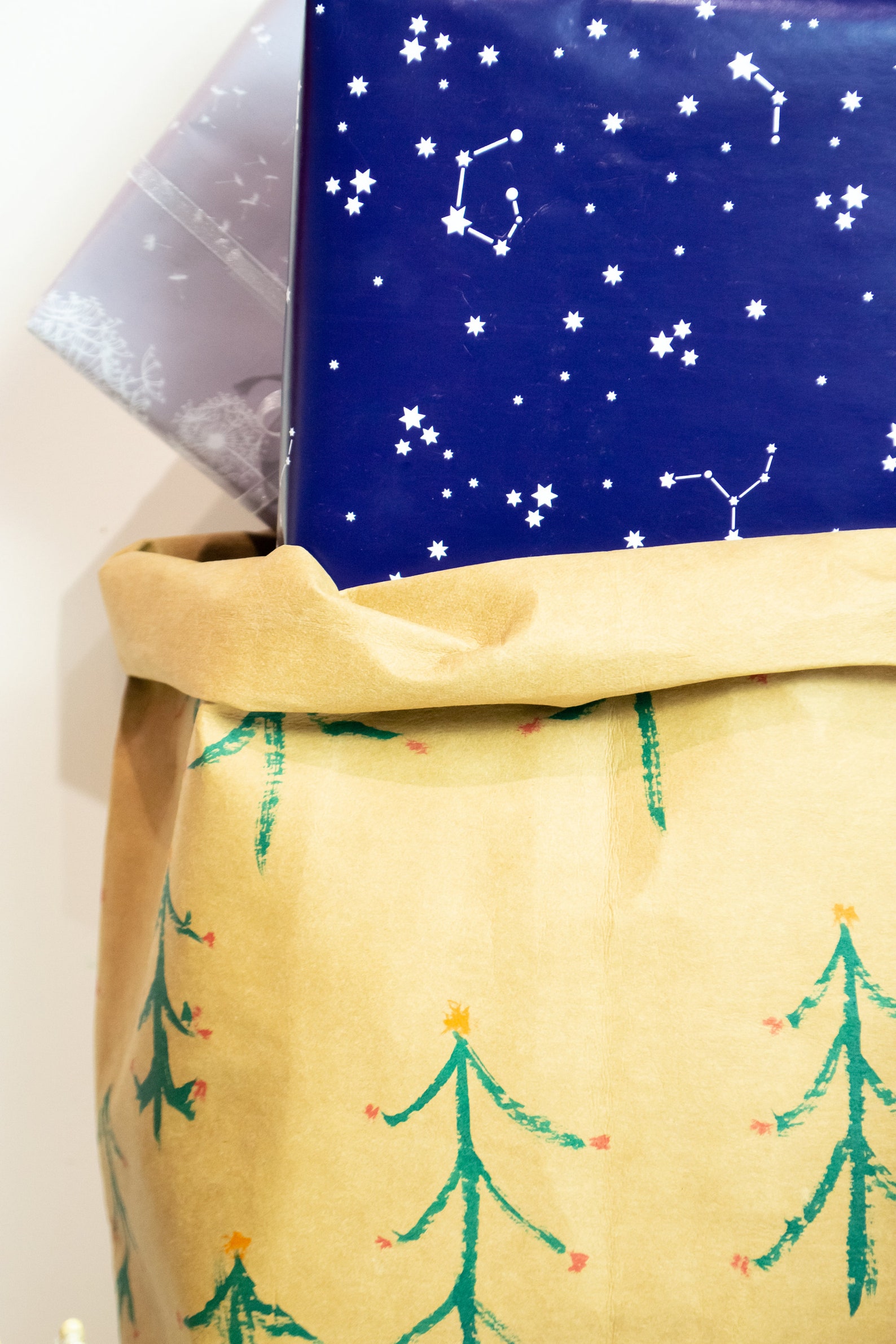 Hand painted Christmas Tree paper planter washable paper bag | Etsy