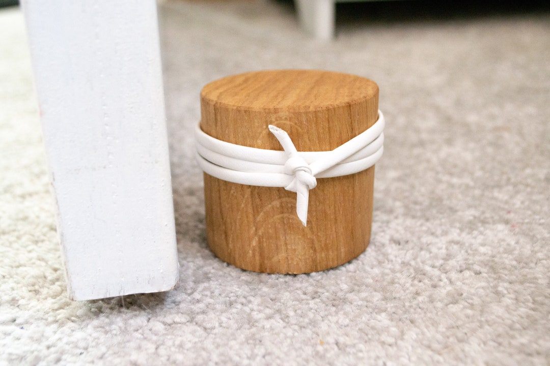 Hand Made Door Stop, Leather Twist and Wood Door Stop, Colorful Door ...