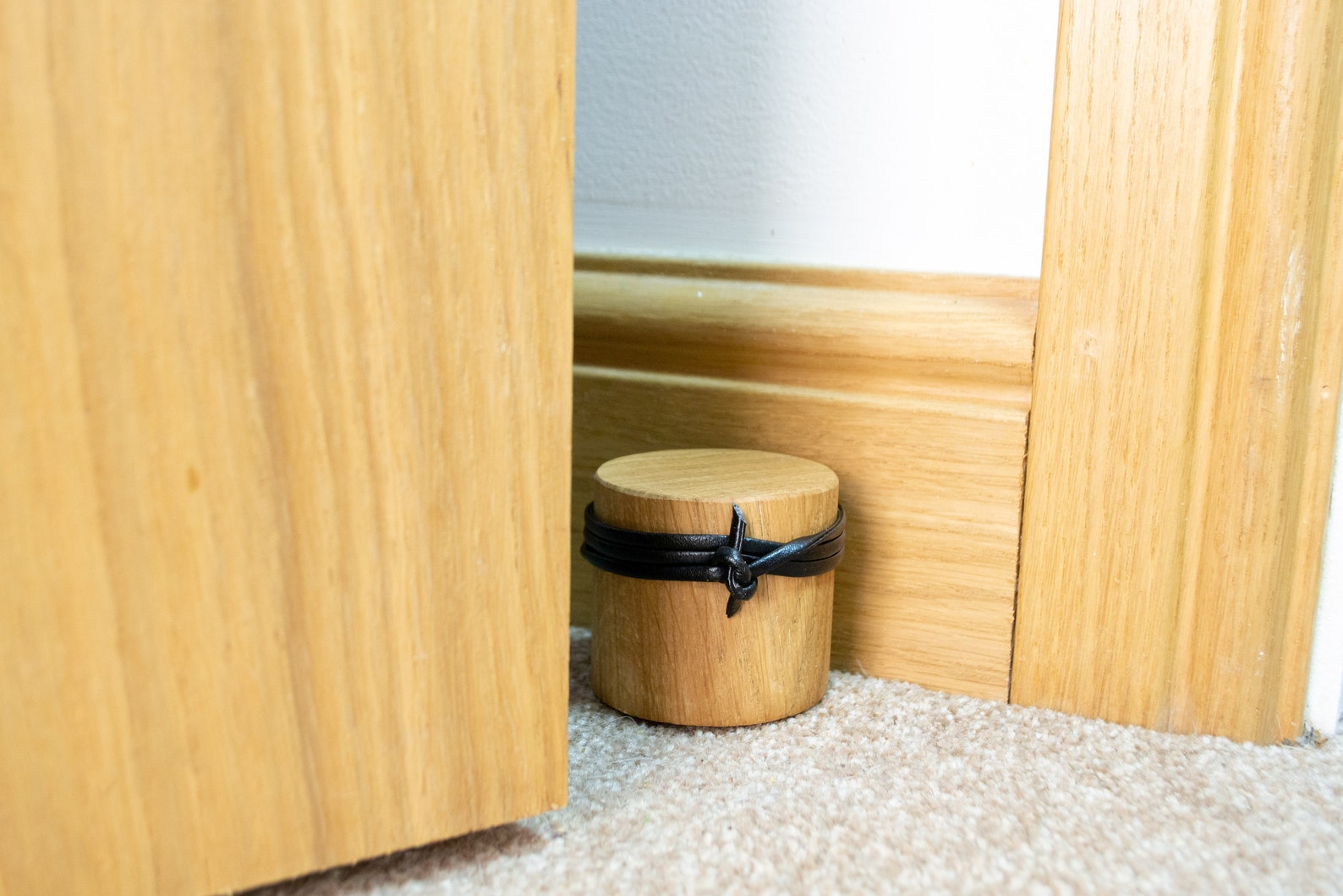 Hand Made Door Stop Leather Twist and Wood Door Stop - Etsy UK