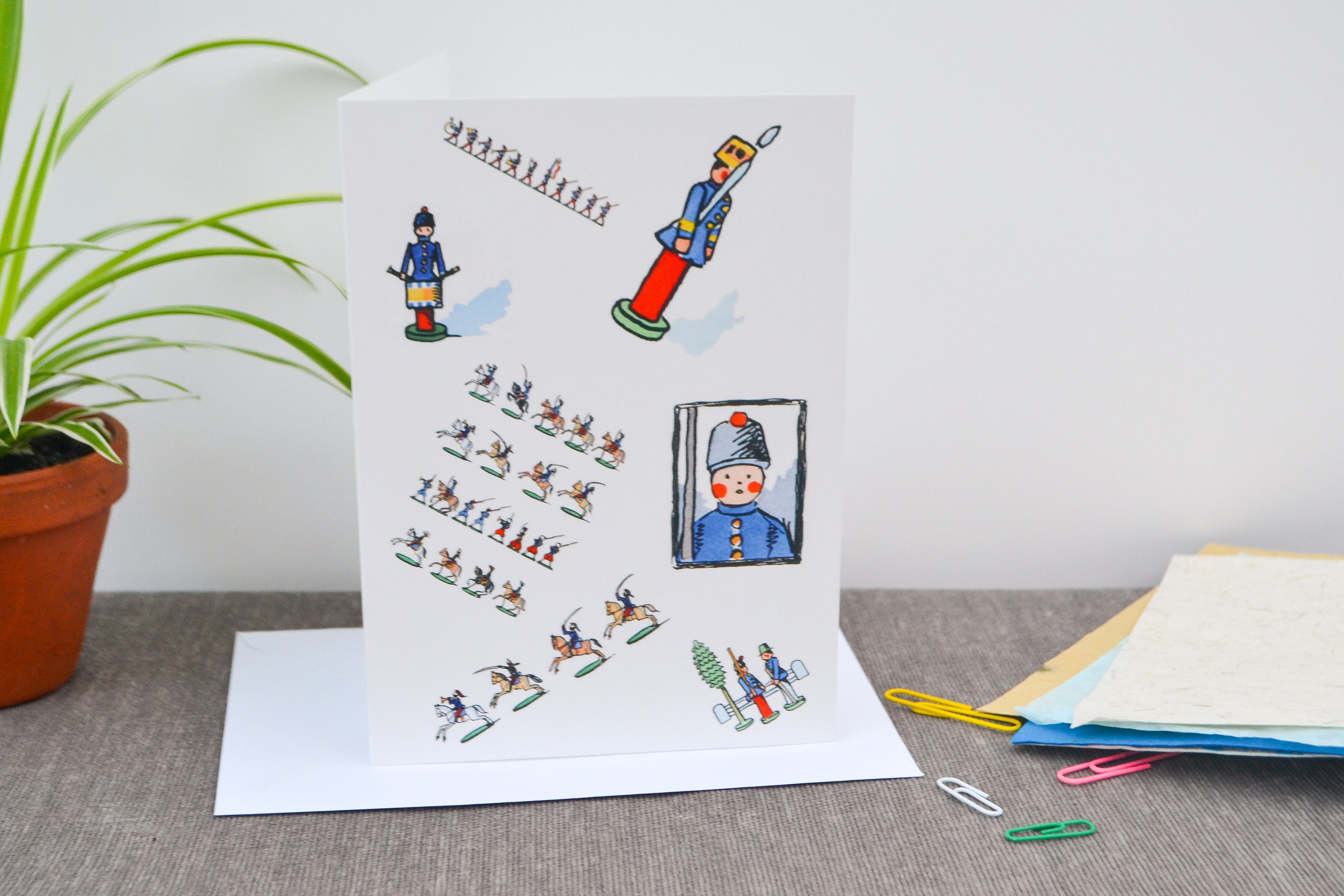 Toy Soldier Greetings Card - Vintage Print Boys Christmas, New Baby or ...