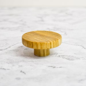 Small Round Oak Wood Knob, Minimalist Handle Modern Cabinet Pulls ...