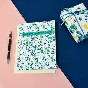 Happy Birthday White Terrazzo Birthday Card, Dad Birthday Card, Female ...