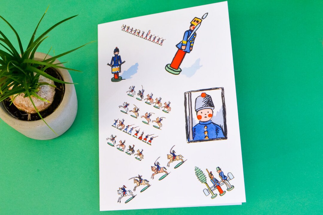 Toy Soldier Greetings Card - Vintage Print Boys Christmas, New Baby or ...