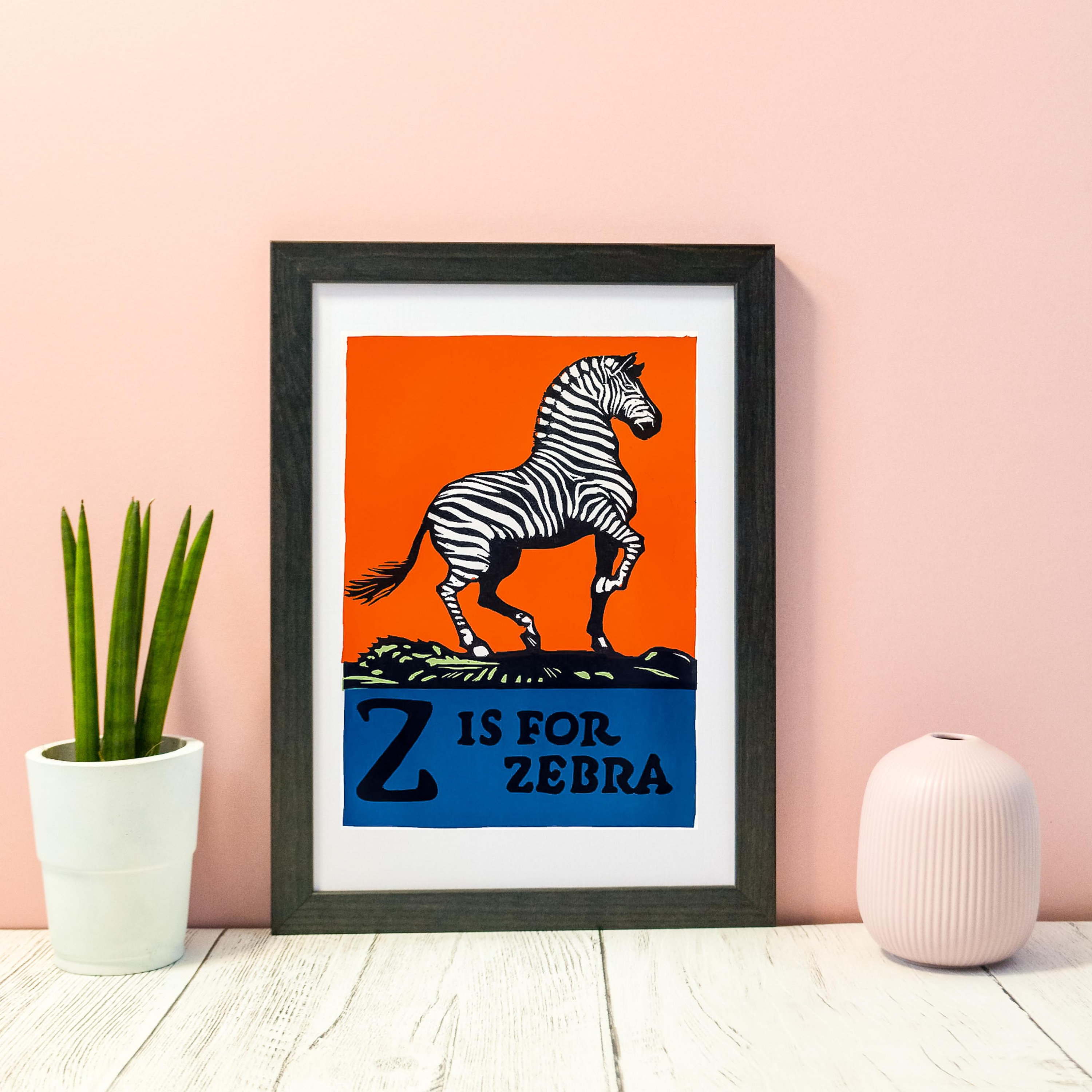 Framed Zebra Print Z is for Zebra Alphabet Print Letter Z | Etsy