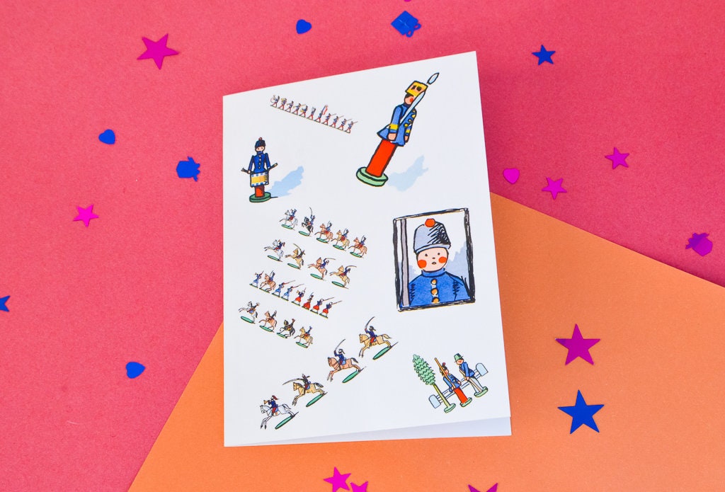 Toy Soldier Greetings Card - Vintage Print Boys Christmas, New Baby or ...