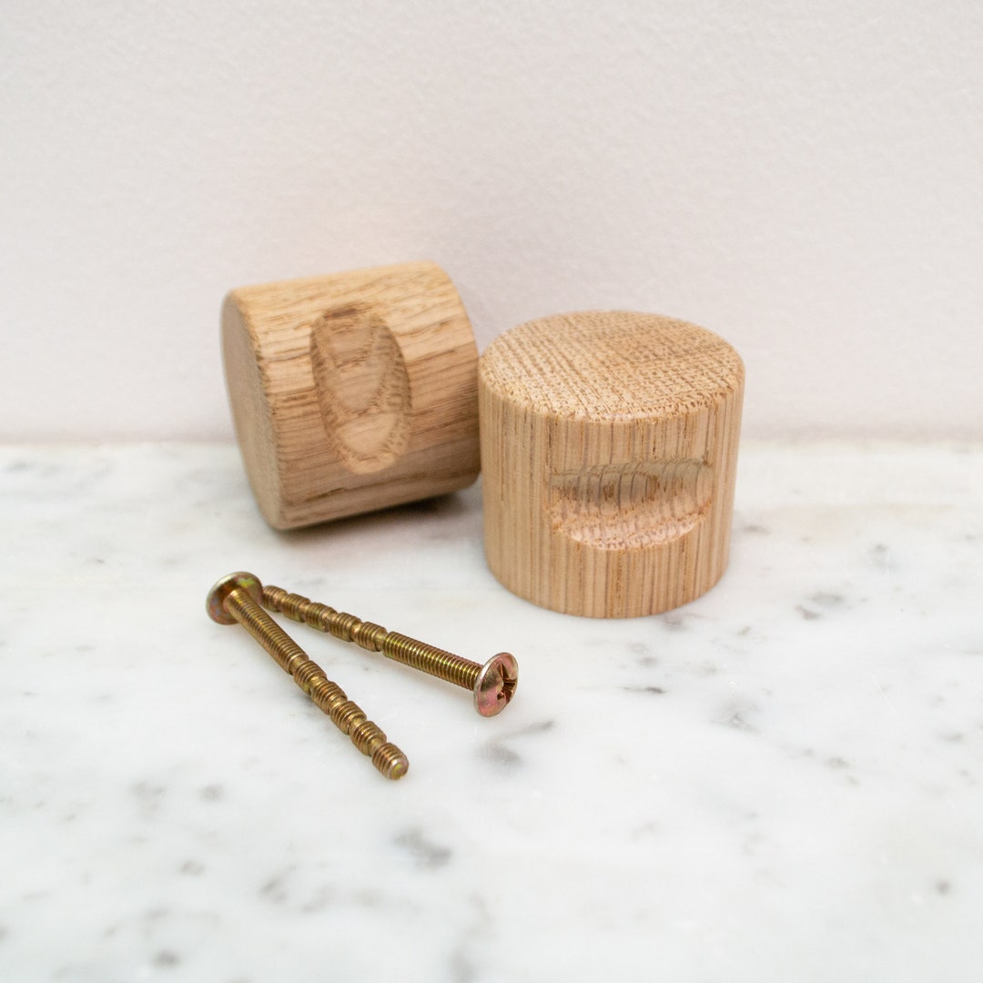 Large Oak Wood Knob, Minimalist Handle Modern Cabinet Pulls, Wooden ...
