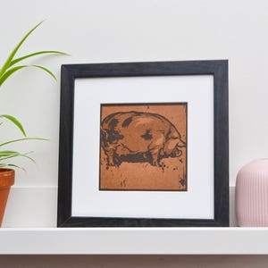 Pig Illustration Print - Square Framed Vintage Childrens Farmyard ...