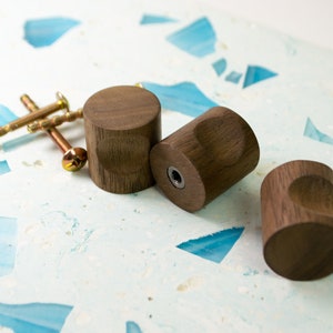 Small Walnut Wood Knob, Minimalist Handle Modern Cabinet Pulls, Wooden ...