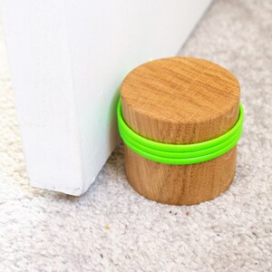Hand Made Door Stop, Leather Twist and Wood Door Stop, Colorful Door ...