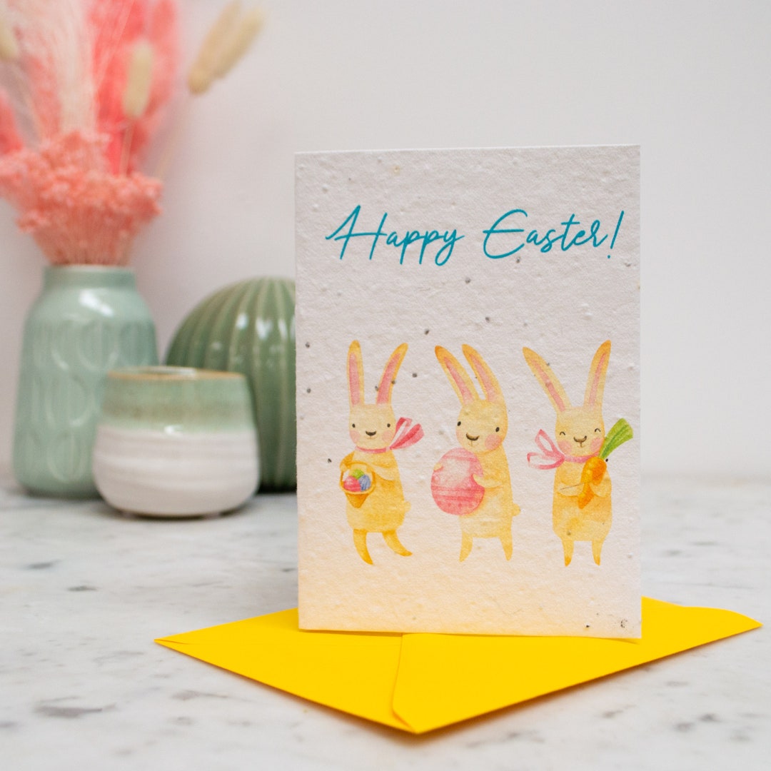 Easter Bunny Plantable Seed Paper Card - Etsy