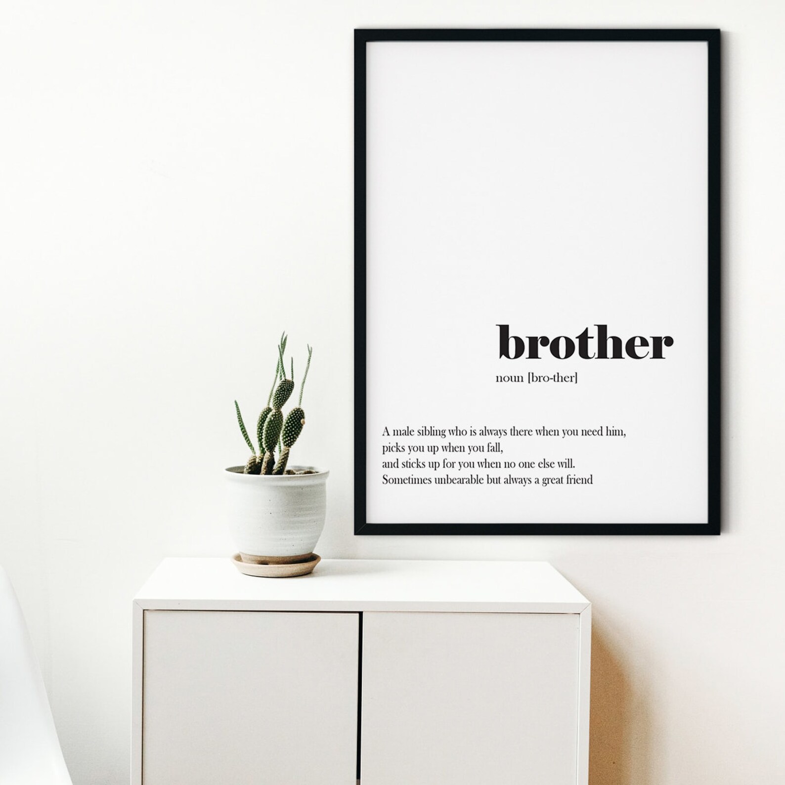 Framed Brother Definition Print, Brother Gift, Word Definition Wall Art ...