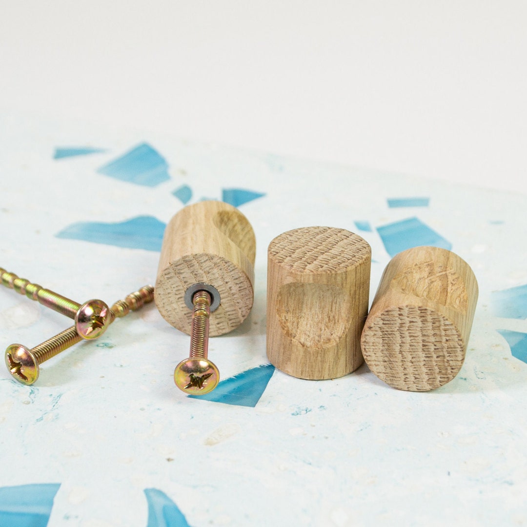 Small Oak Wood Knob, Minimalist Handle Modern Cabinet Pulls, Wooden ...