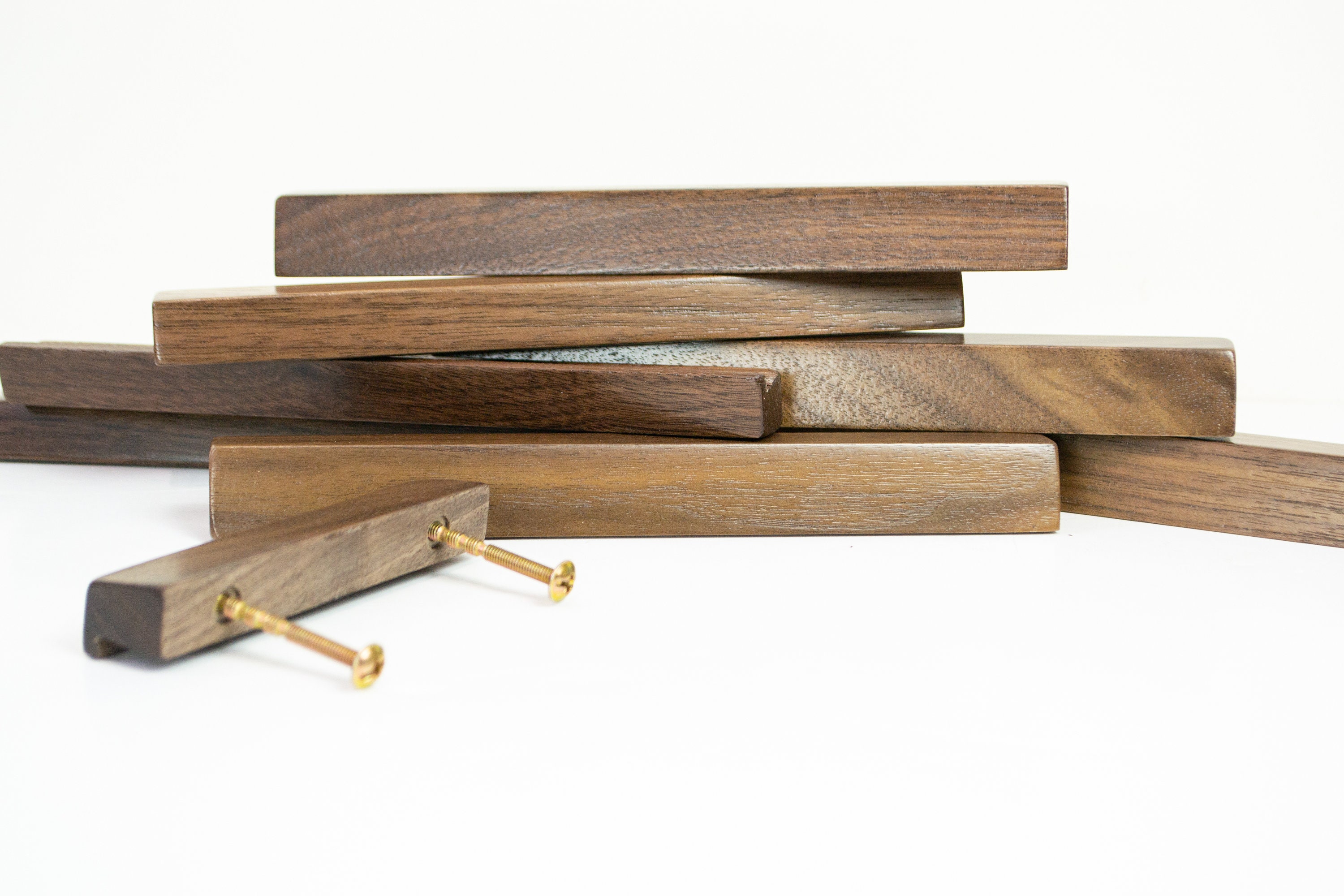 Handmade Walnut Wood Drawer Handles, Minimalist Modern Wood Drawer Pull ...