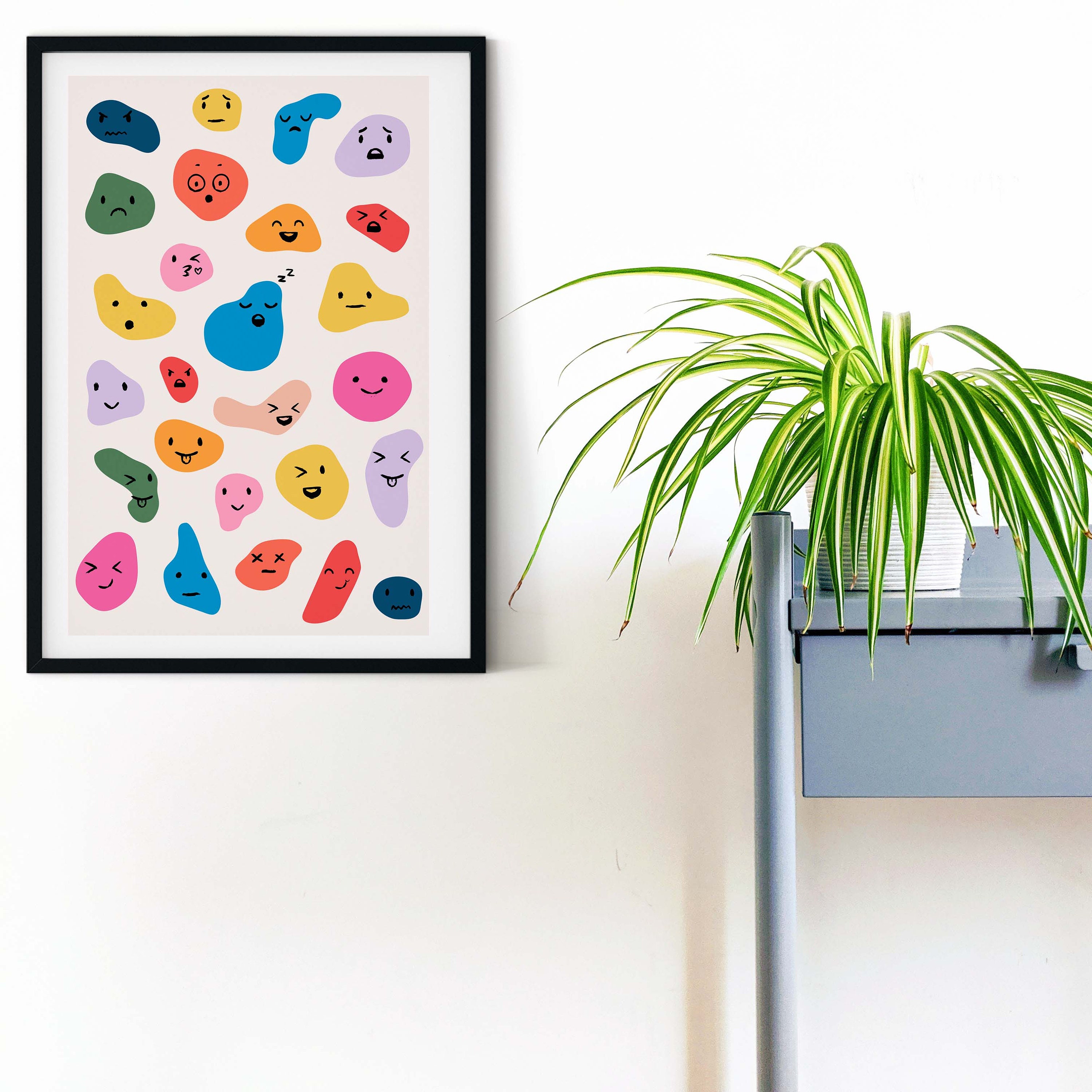 Mood Blobs Emoji Chart Illustration Print, Retro Emotions Poster, Mood ...