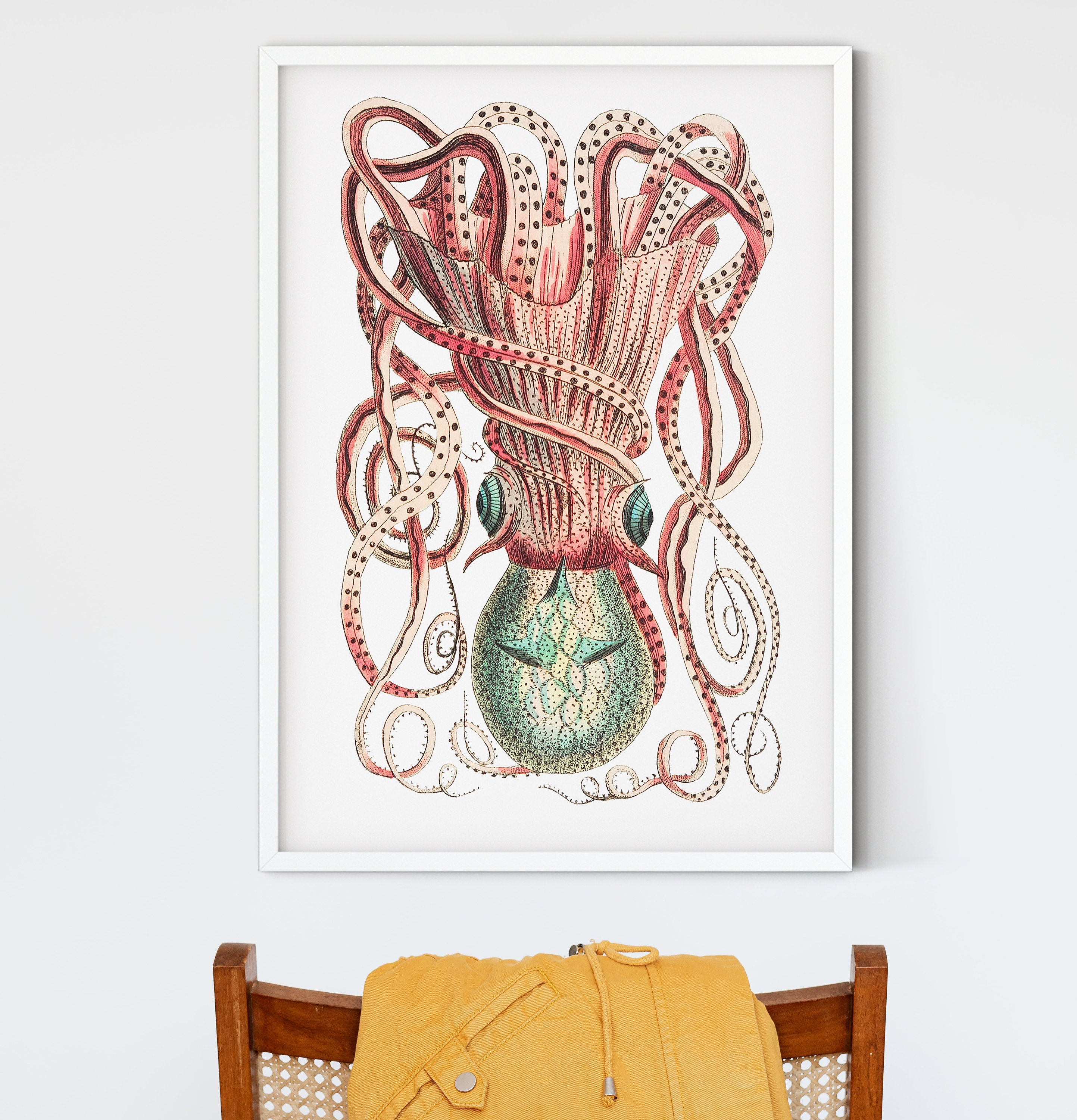 Framed Print, Vintage Cuttlefish Print, Scientific Biology Nautical ...