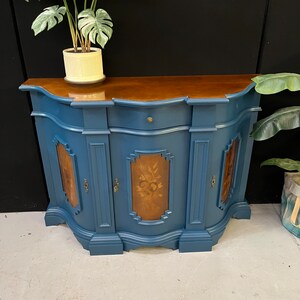 Upcycled Hand Painted Navy Blue Buffet Sideboard, Drinks Cabinet - Etsy