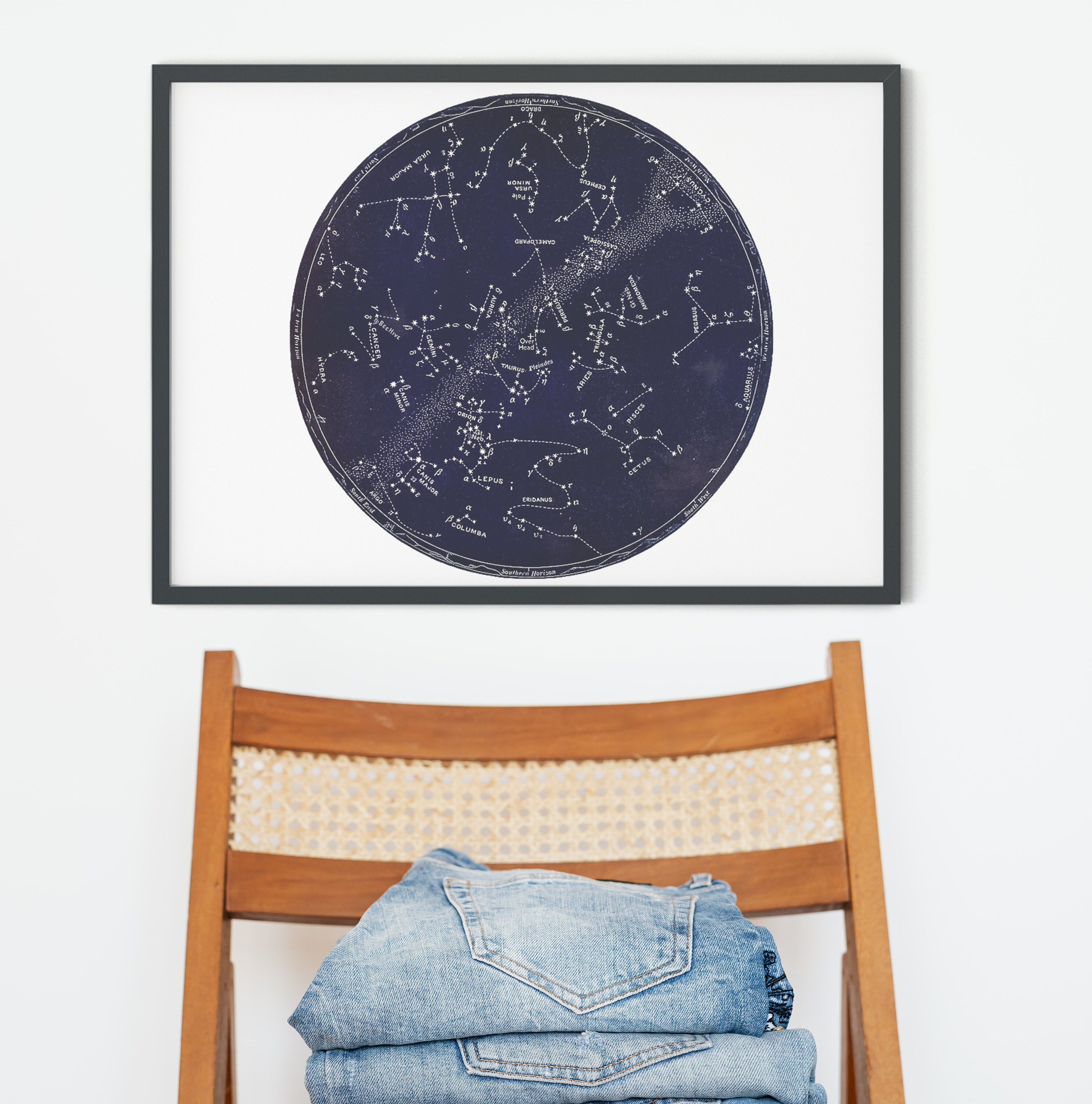 Framed Star Map Print, Antique Stars Chart - 1911 Vintage Star Chart ...