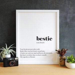 Framed Bestie Definition Print, Best Friend Gift, Word Definition Wall ...
