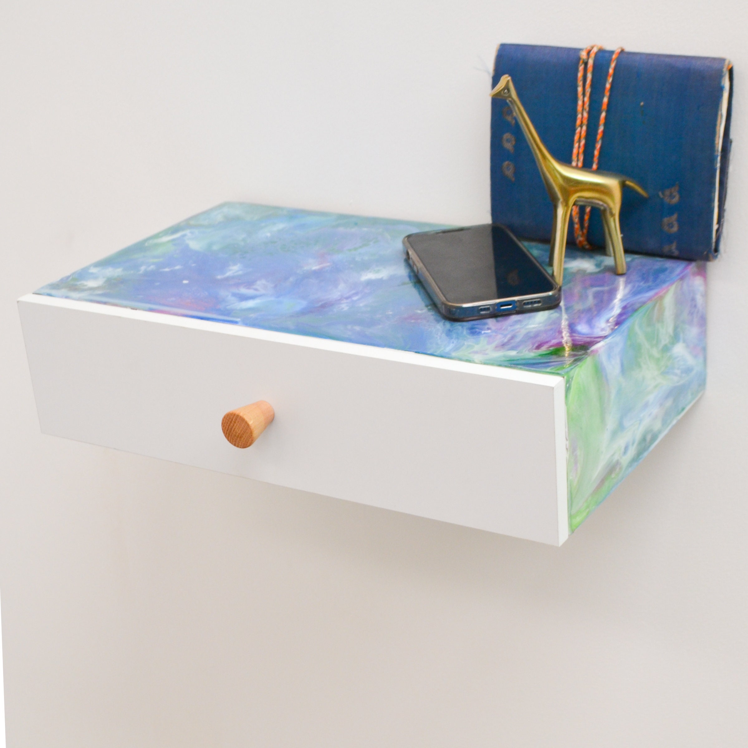 Resin Art Floating Bedside Drawer Unusual Nightstand Small - Etsy UK