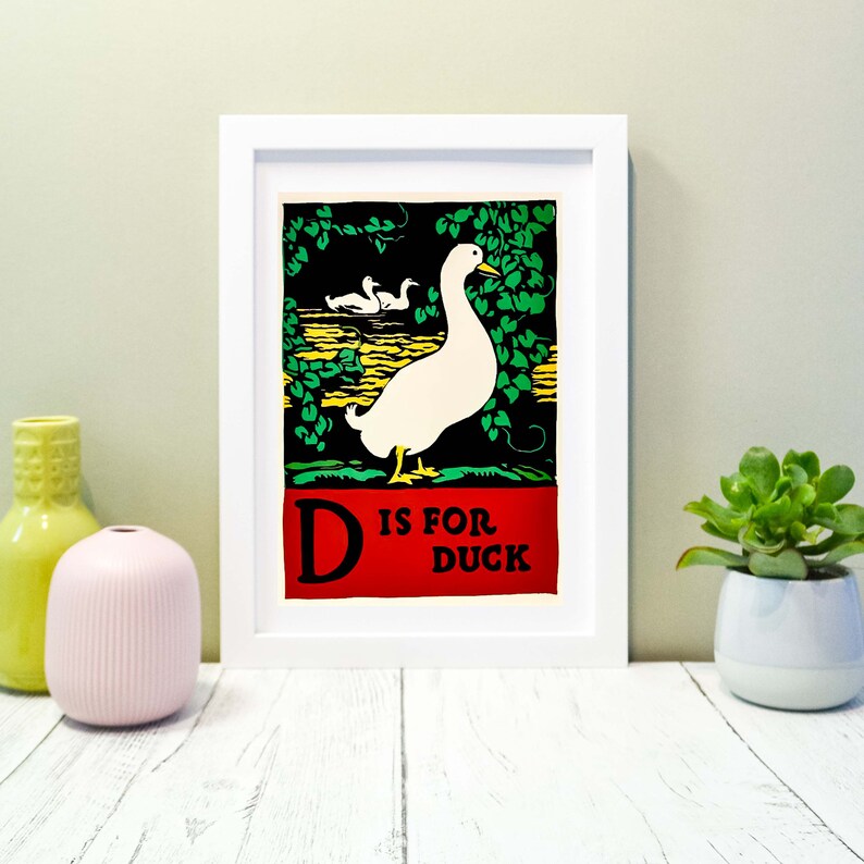 Framed Vintage Duck Print Alphabet Illustration D is for - Etsy