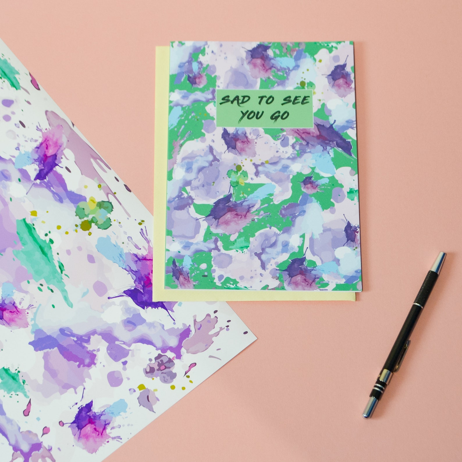 Sad to See You Go Watercolour Splash Card Leaving Card - Etsy
