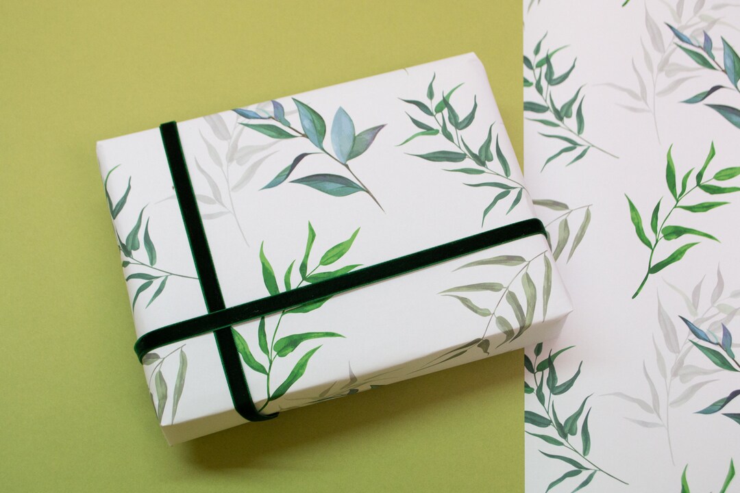 Willow Leaf Wrapping Paper, Botanical Leaf Wrapping Paper, Botanical ...