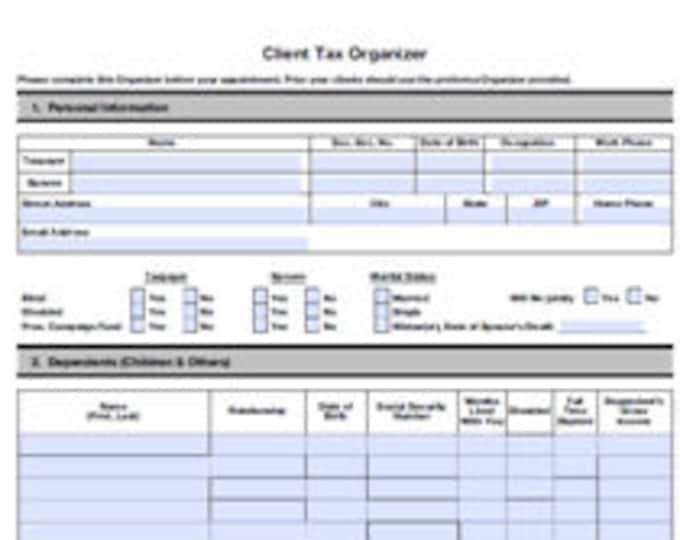 Standard Client Tax Organizer INSTANT PDF DOWNLOAD | Etsy Canada