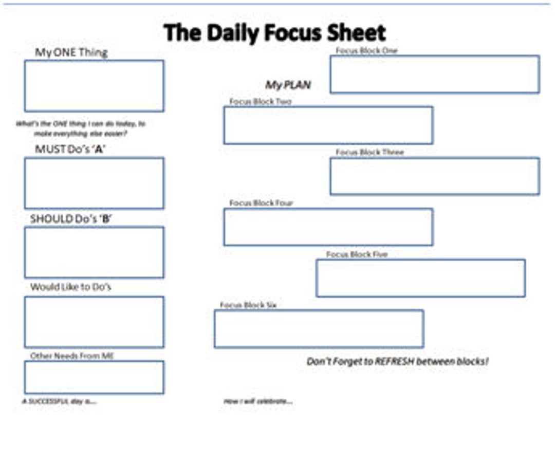 Daily Focus Sheet - Etsy