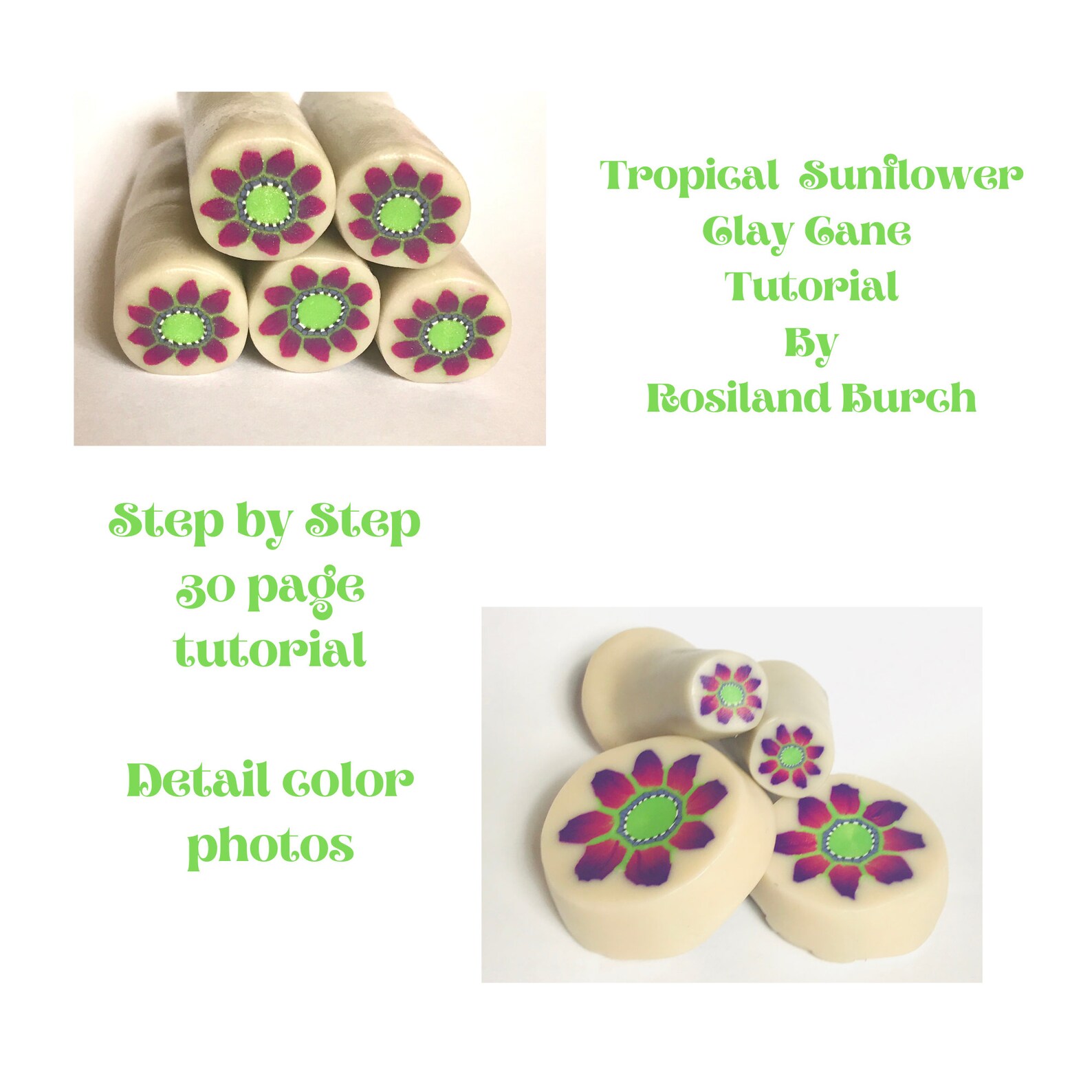 Clay Cane Tutorial Sunflower Clay Cane Tutorial Clay Cane - Etsy