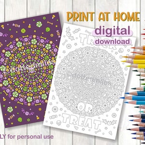 Printable Halloween Mandala Colouring Page for Kids and Adults Coloring ...